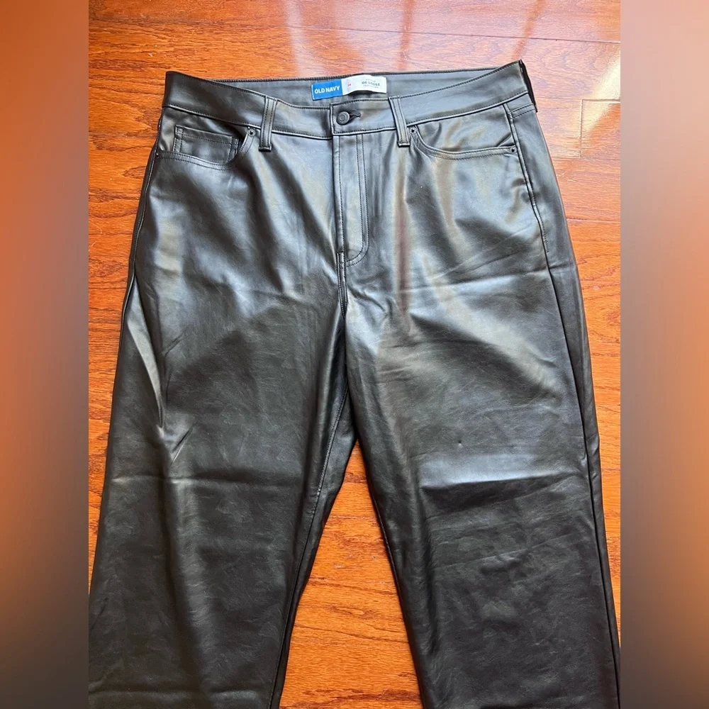 Old Navy | Pants & Jumpsuits | Old Navy Black Faux Leather Highrise Og ...